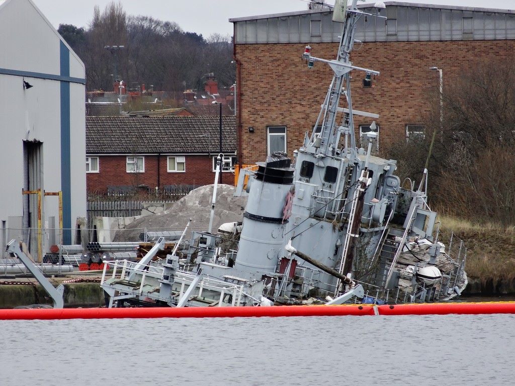 Sunk at her moorings | HMS Bronington